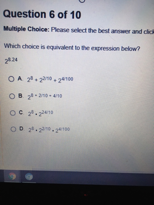 Solved Which choice is equivalent to the expression below? | Chegg.com