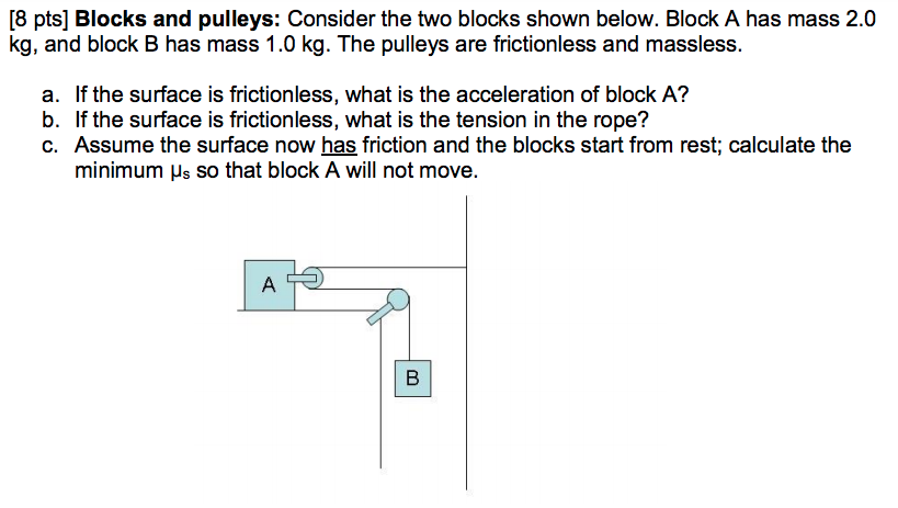 Solved [8 pts] Blocks and pulleys: Consider the two blocks | Chegg.com