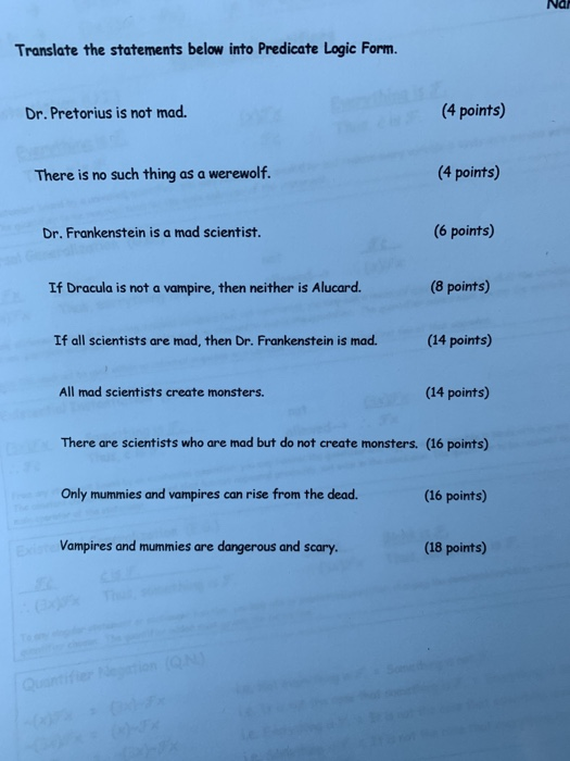 Solved Translate the statements below into Predicate Logic | Chegg.com