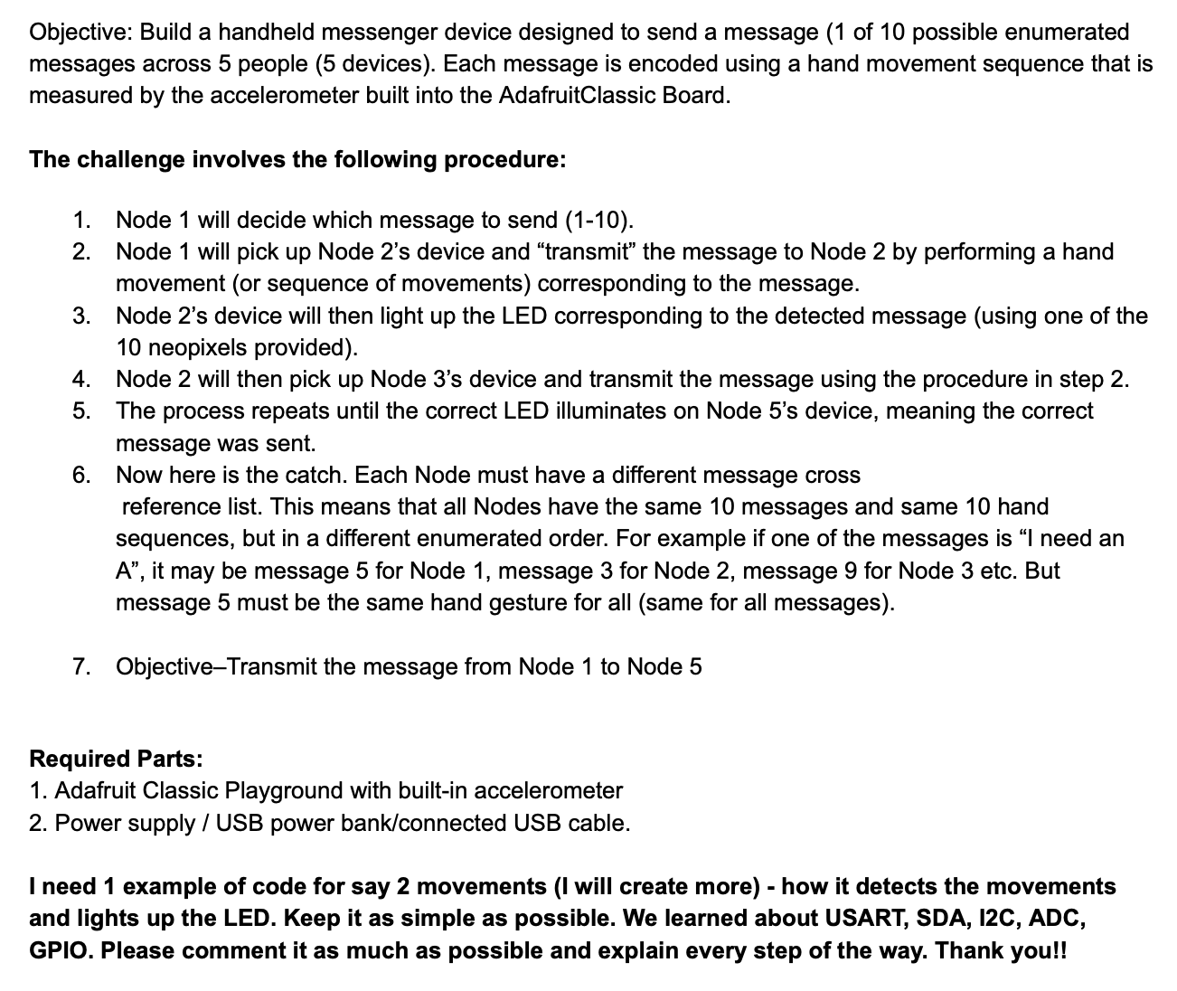 Solved Objective: Build a handheld messenger device designed | Chegg.com