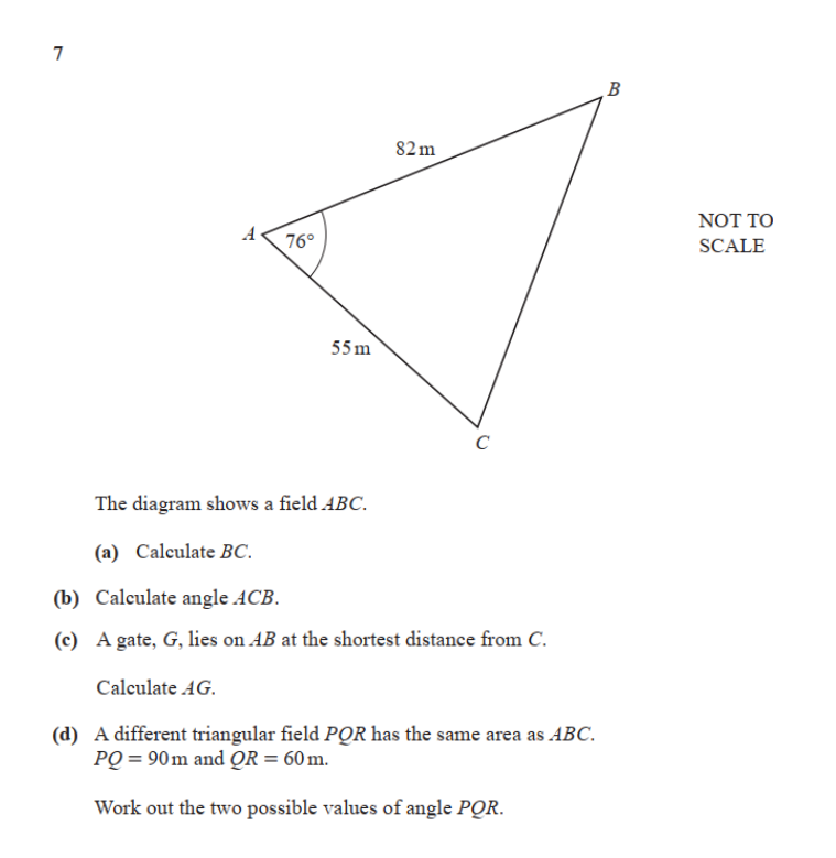 Solved The diagram shows a field ABC. (a) Calculate BC. (b) | Chegg.com