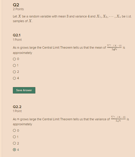 Solved Q2 2 Points Let X be a random variable with mean 3 | Chegg.com