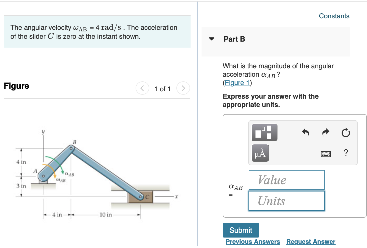 Solved Constants The angular velocity WAB = 4 rad/s. The | Chegg.com