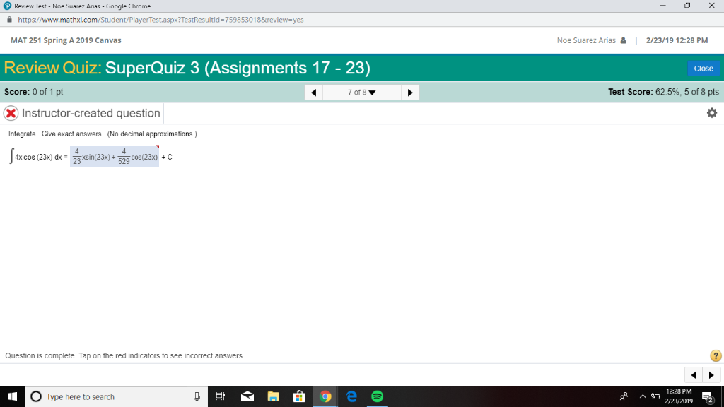 Solved Review Test-Noe Suarez Arias -Google Chrome a | Chegg.com