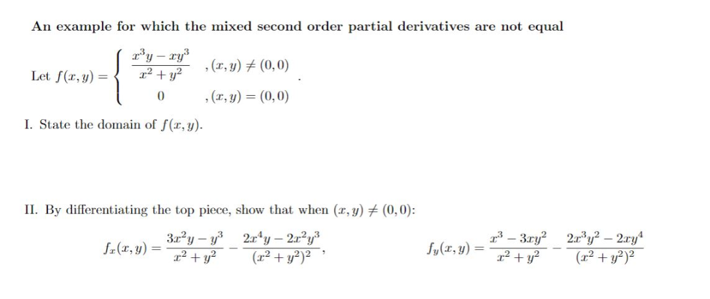 Solved An example for which the mixed second order partial | Chegg.com