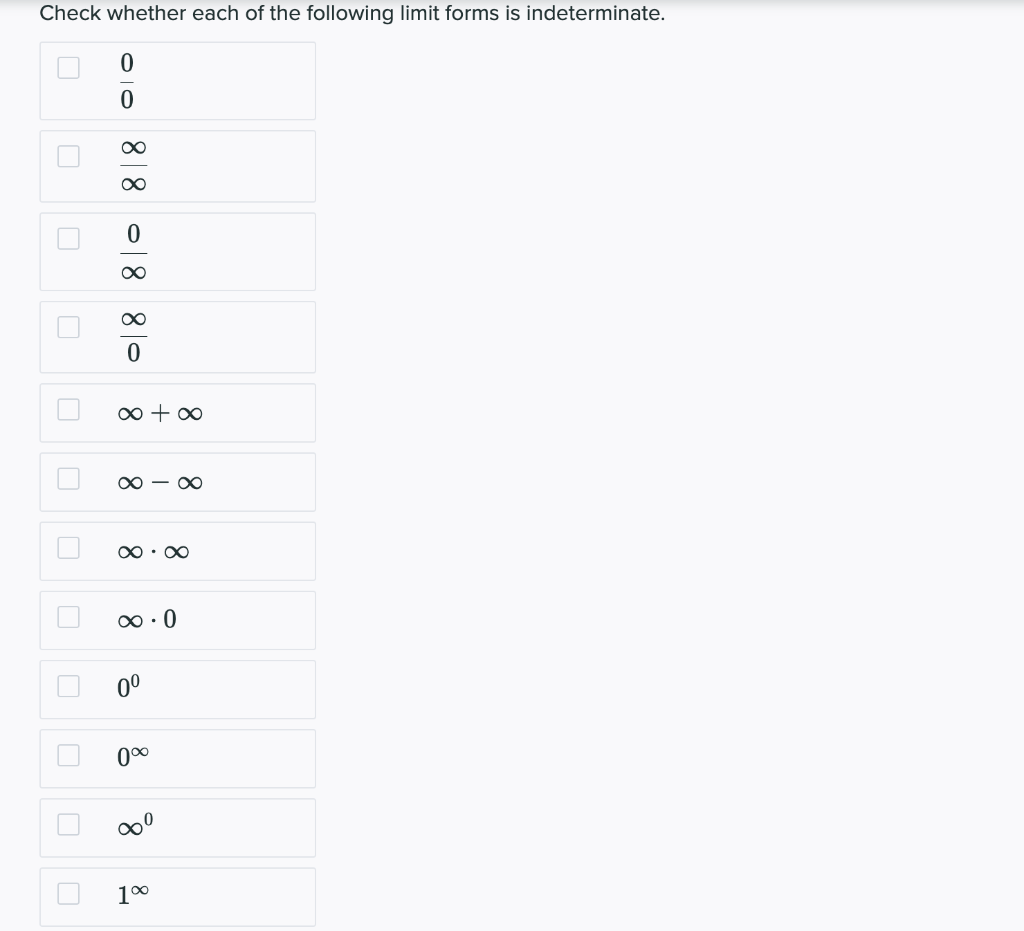 Solved Check whether each of the following limit forms is | Chegg.com