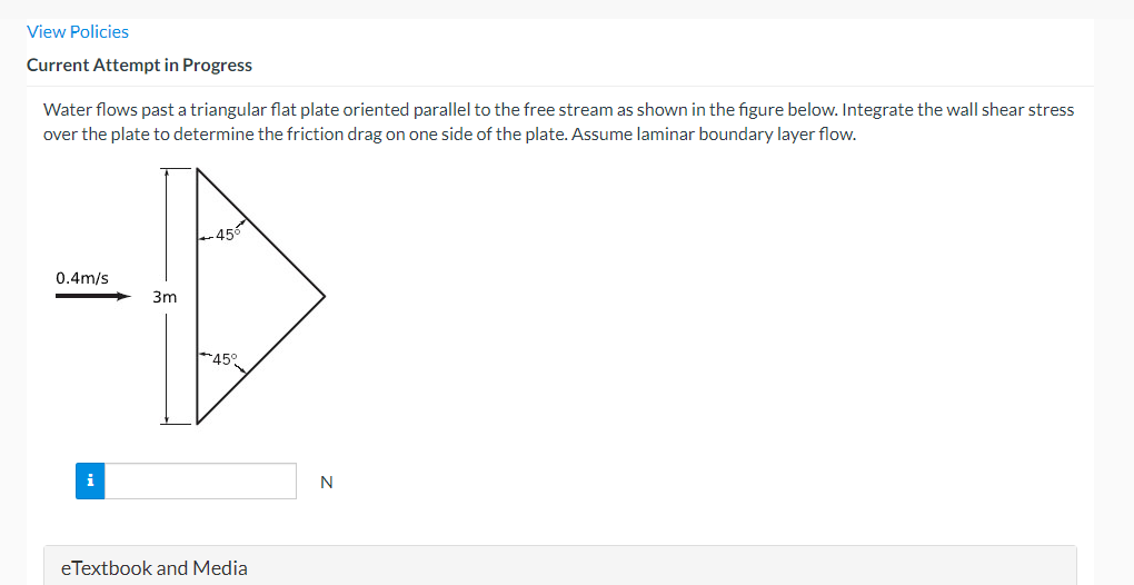 Solved Water flows past a triangular flat plate oriented | Chegg.com