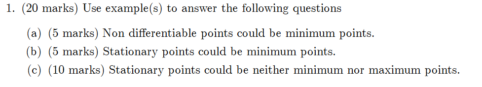 Solved 1. (20 marks) Use example(s) to answer the following | Chegg.com