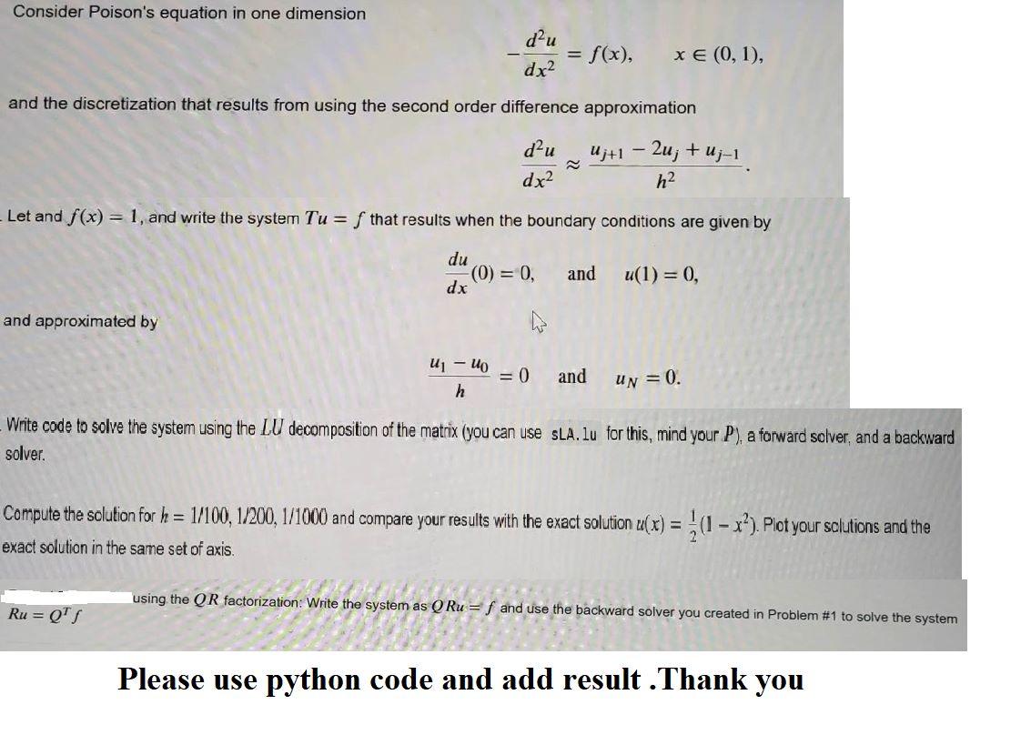 Solved Consider Poison's equation in one dimension | Chegg.com