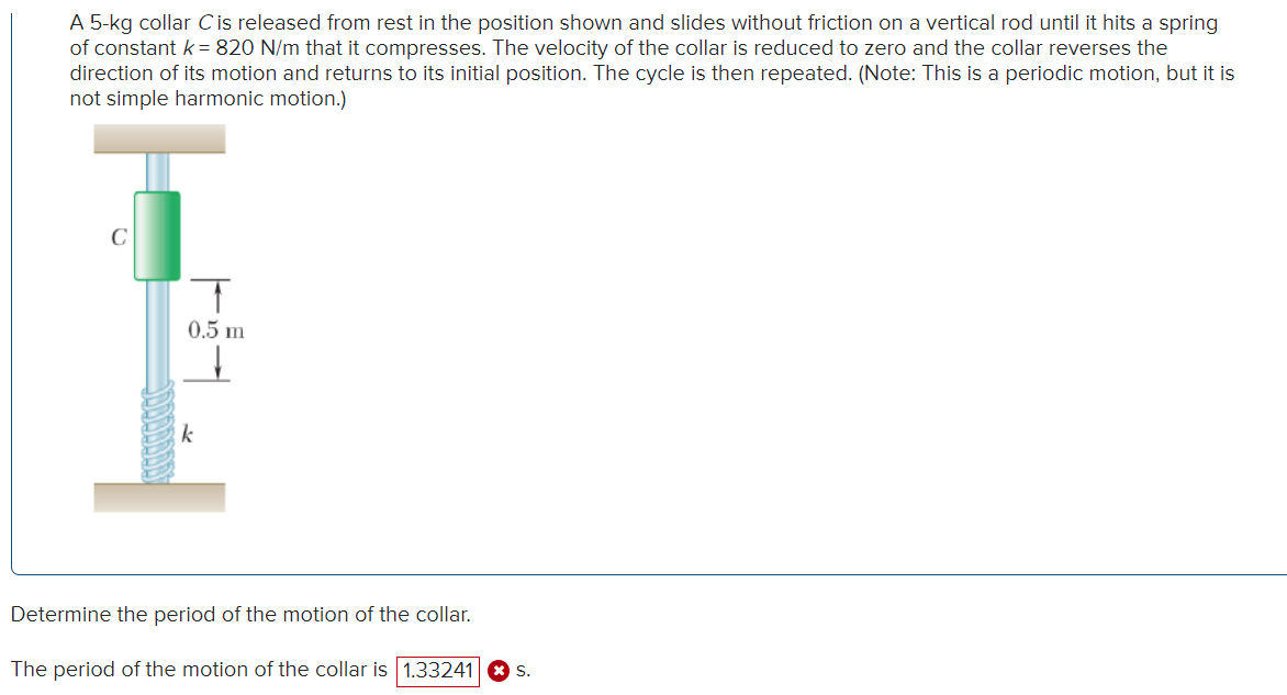 Solved A 5-kg collar C is released from rest in the position | Chegg.com