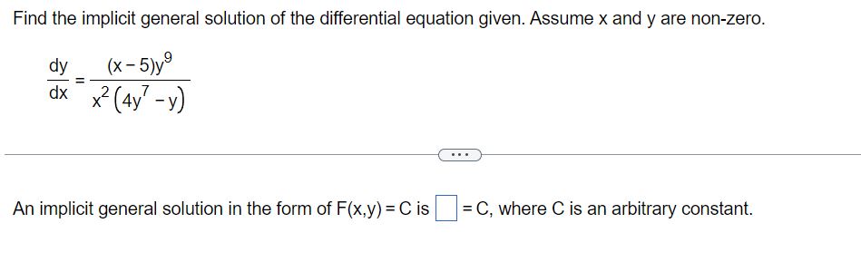 Solved Find the implicit general solution of the | Chegg.com