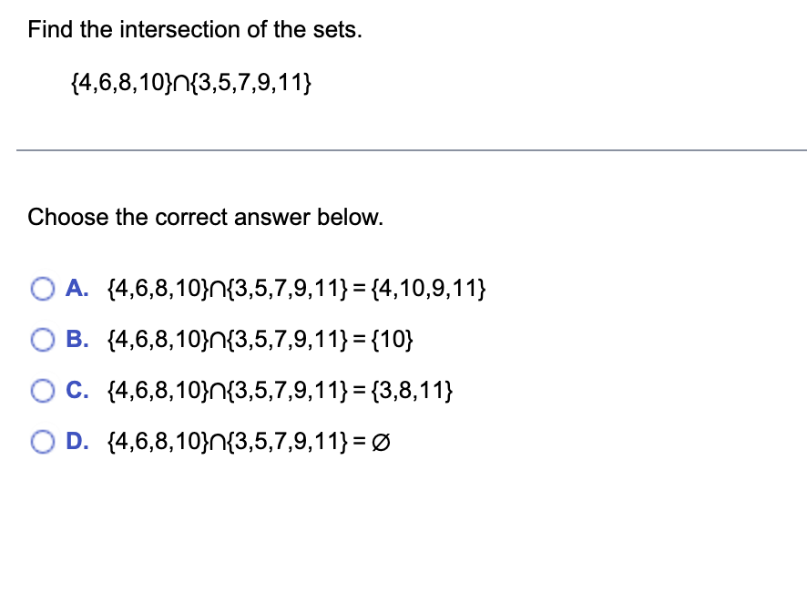 Solved Find the intersection of the | Chegg.com
