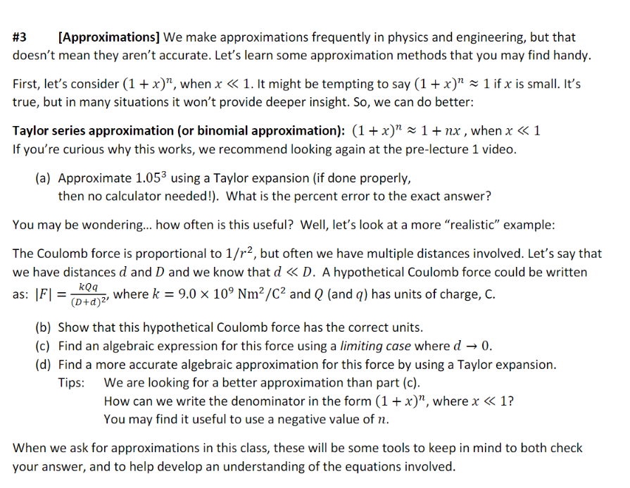 Solved \#3 [Approximations] We make approximations | Chegg.com