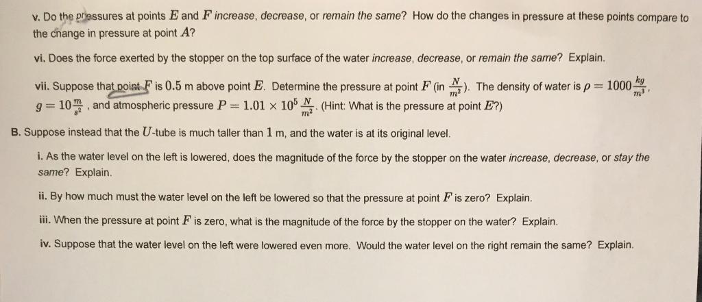 Solved 1. Pressure in a U-tube AU-tube filled with water is | Chegg.com