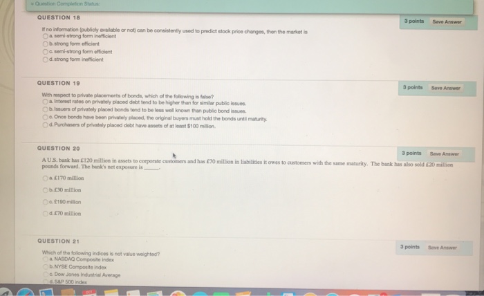 Solved Question Completion Status: QUESTION 18 3 points Save | Chegg.com
