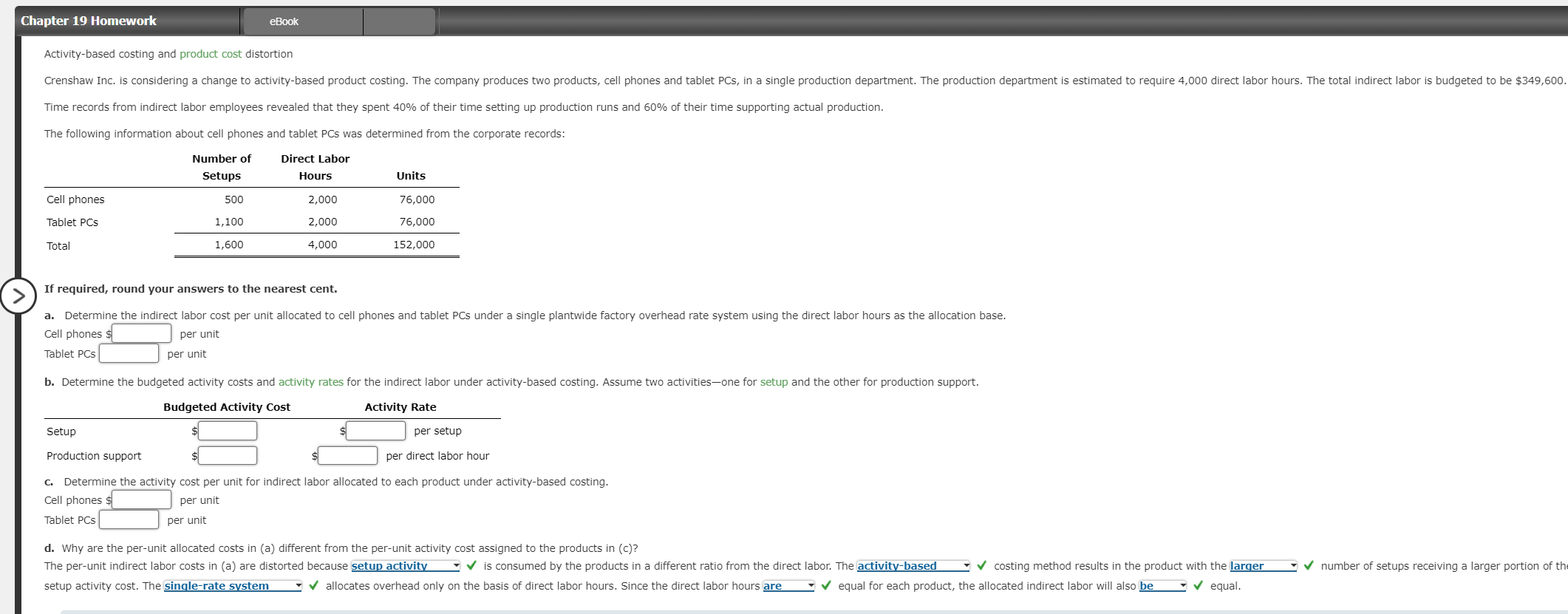 Solved Activity-based costing and product cost | Chegg.com