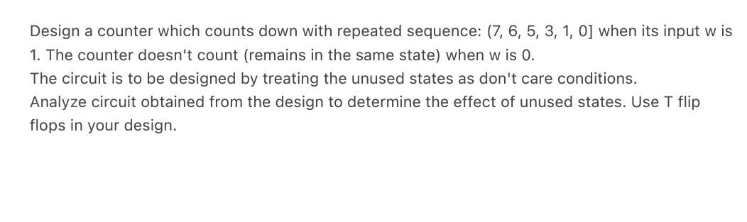 Solved Design a counter which counts down with repeated | Chegg.com