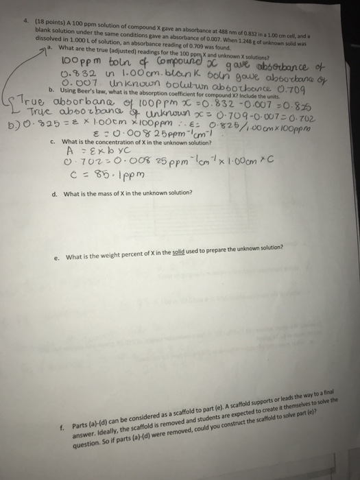 Solved 4. (18 points) A 100 ppm solution of compound X gave | Chegg.com