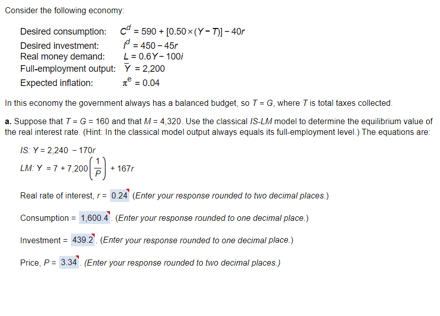 Solved Consider the following economy: Desired consumption: | Chegg.com