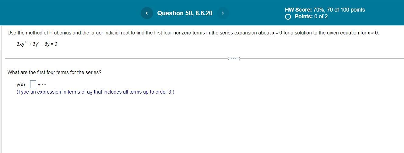 Solved Use the method of Frobenius and the larger indicial | Chegg.com