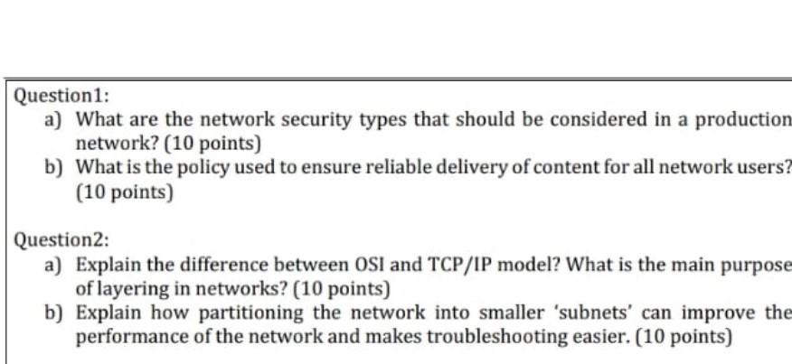 Solved Question 1: a) What are the network security types | Chegg.com
