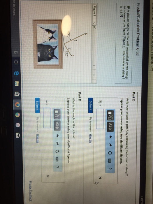 Solved Predict/Calculate Problem 6.32 IP A picture hangs on | Chegg.com