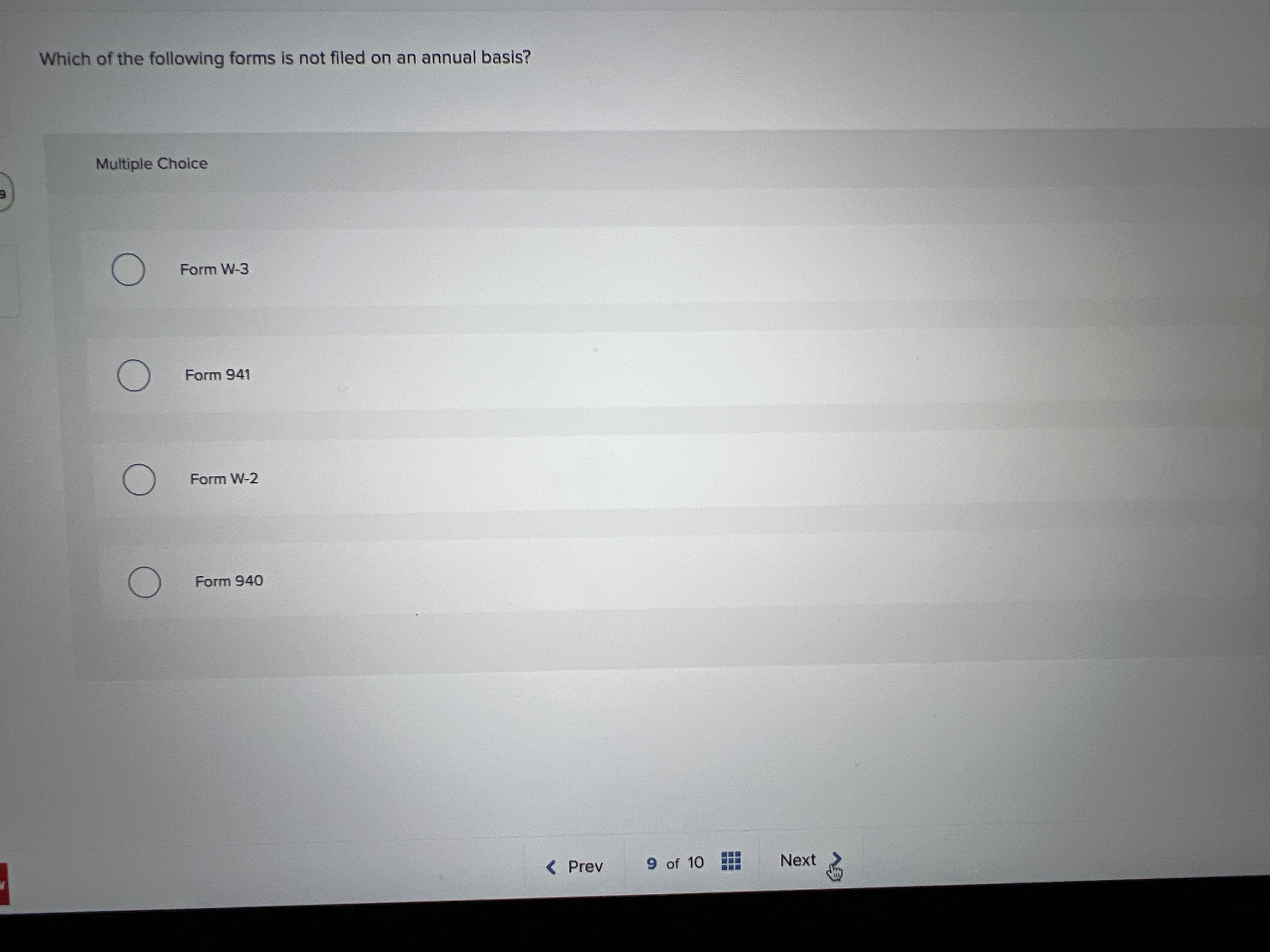 Solved Which of the following forms is not filed on an | Chegg.com