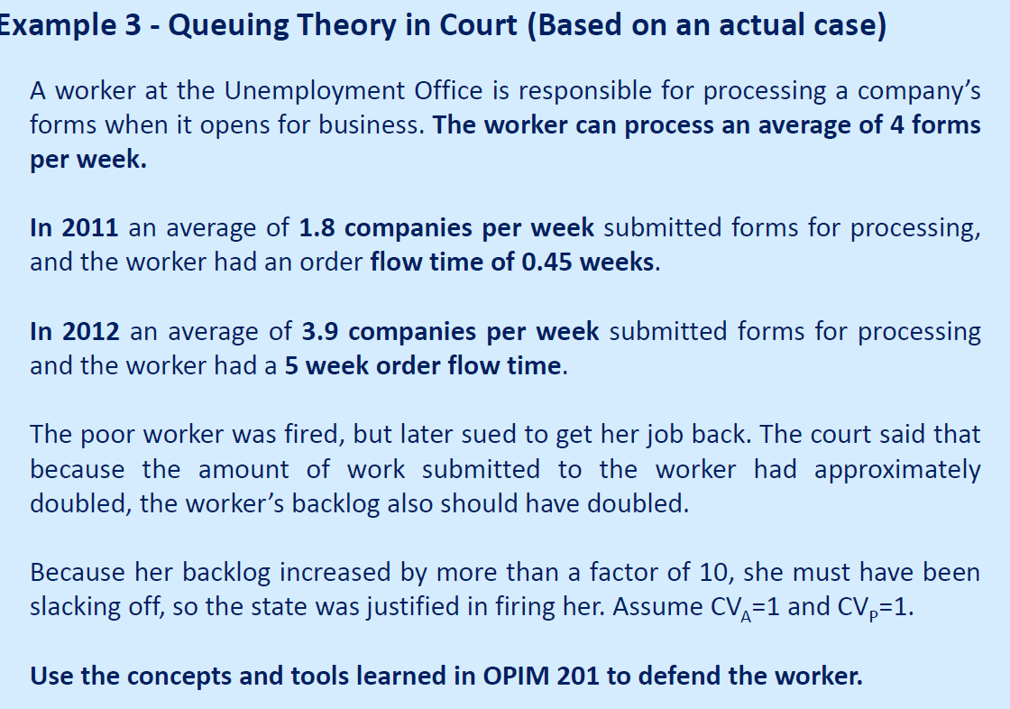 Solved Example 3 - ﻿Queuing Theory in Court (Based on an | Chegg.com