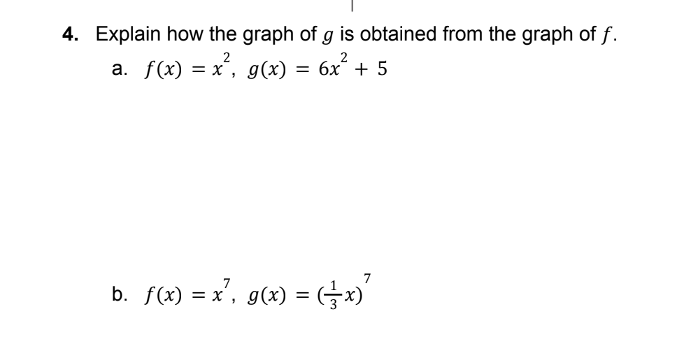 Solved Explain how the graph of g ﻿is obtained from the | Chegg.com