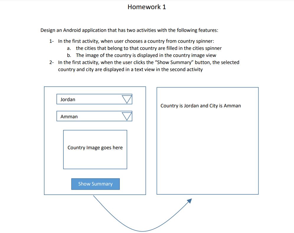 Homework 1Design an Android application that has two | Chegg.com