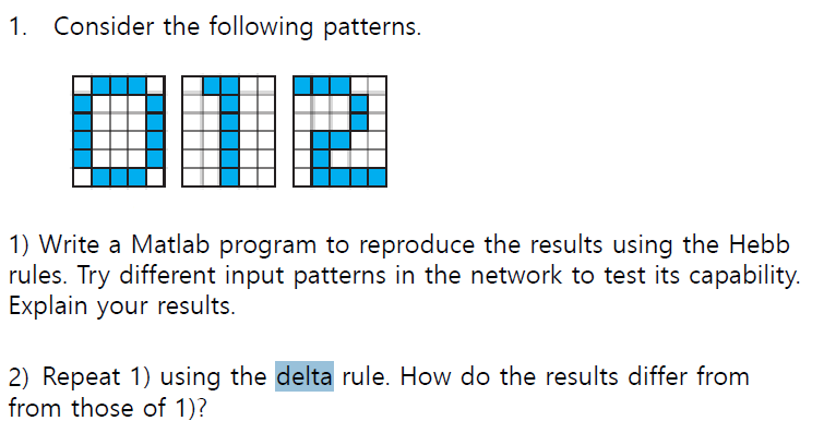 1. Consider the following patterns. 1) Write a Matlab | Chegg.com