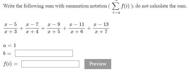 Solved Write the following sum with summation notation ( | Chegg.com