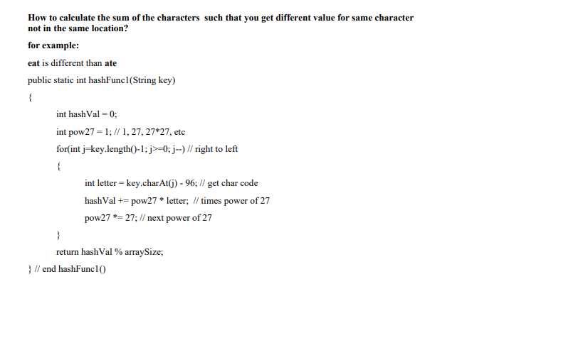 Solved How to calculate the sum of the characters such that | Chegg.com