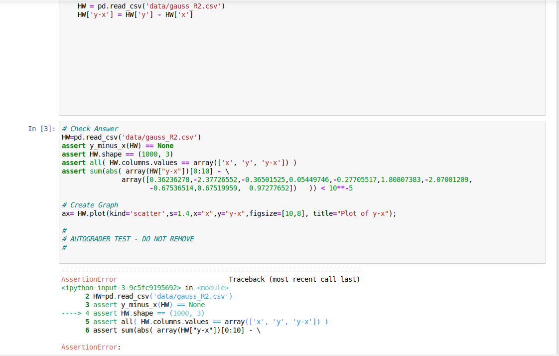 Exercise 1: Put y - x in Dataframe This first | Chegg.com