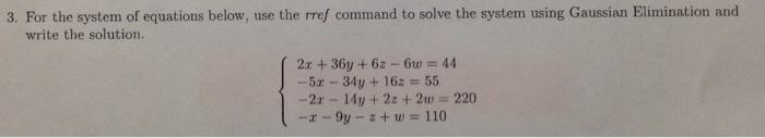 Solved 3. For the system of equations below, use the rref | Chegg.com