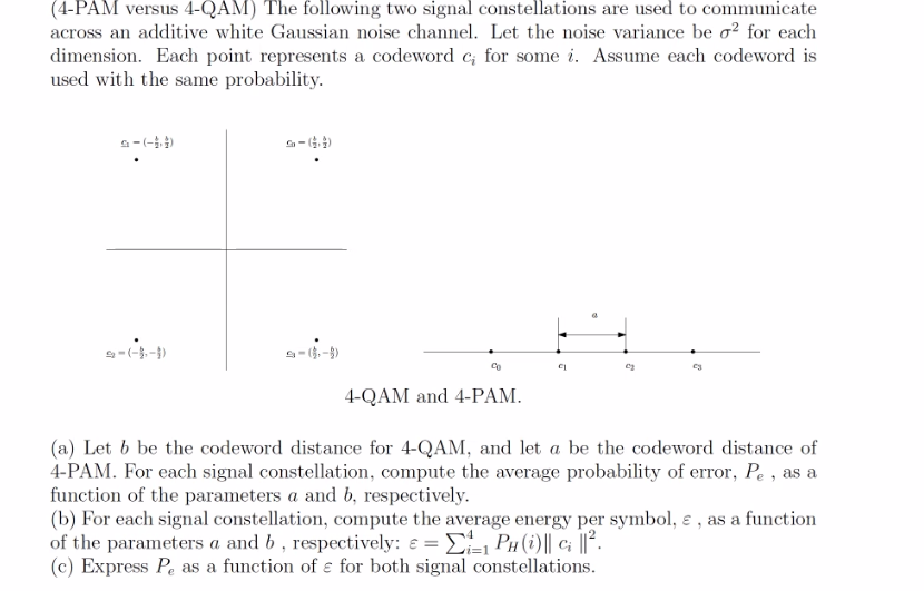 Solved (4-PAM versus 4-QAM) The following two signal | Chegg.com