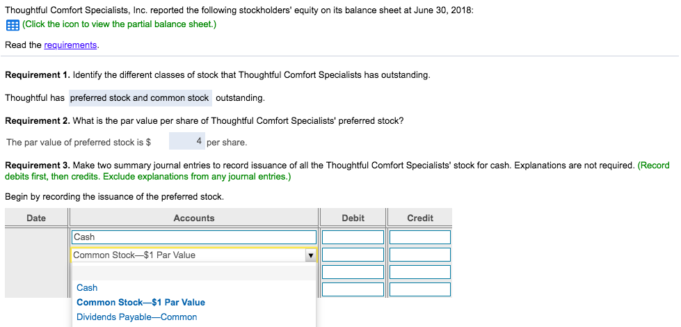 Solved 1. Identify the different classes of stock that | Chegg.com