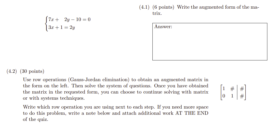 Solved (4.1) (6 points) Write the augmented form of the | Chegg.com