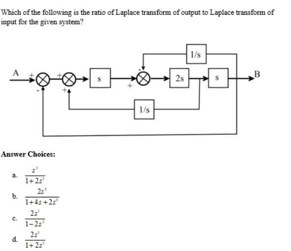 Solved Which of the following is the ratio of Laplace | Chegg.com