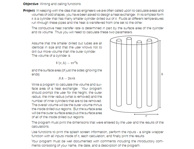 Solved Objective Writing and calling functions Project In | Chegg.com
