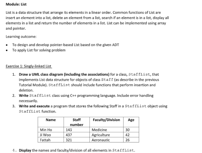 Module: List List is a data structure that arrange | Chegg.com