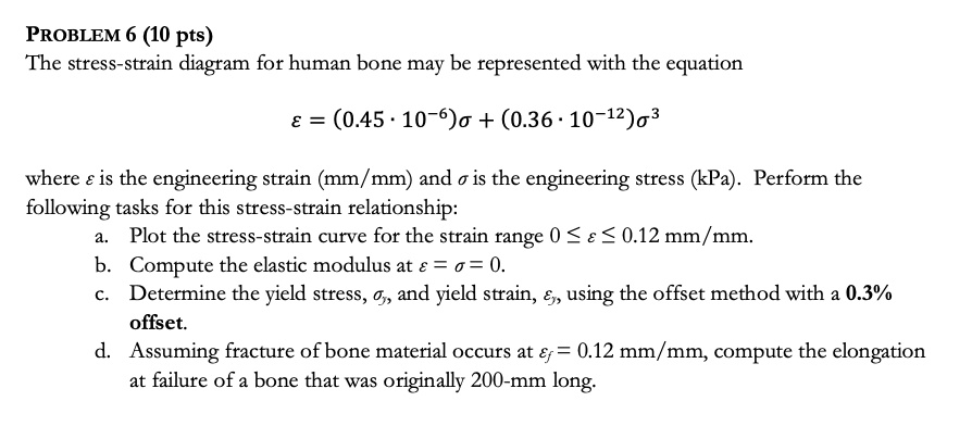 Solved Problem 6 (10 ﻿pts)The stress-strain diagram for | Chegg.com