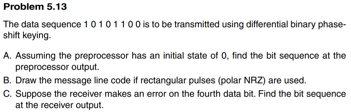 Solved Problem 5.13 The data sequence 10101100 is to be | Chegg.com