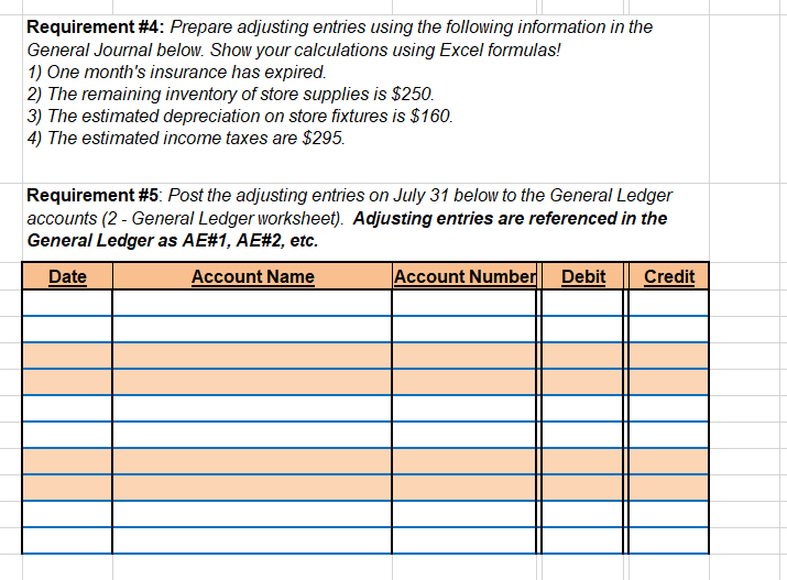 Requirement #4: Prepare adjusting entries using the | Chegg.com