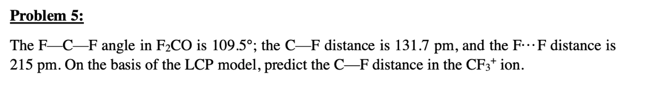 Solved The F−C−F angle in F2CO is 109.5∘; the C−F distance | Chegg.com
