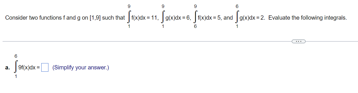 Solved Consider two functions f and g on [1,9] such that | Chegg.com