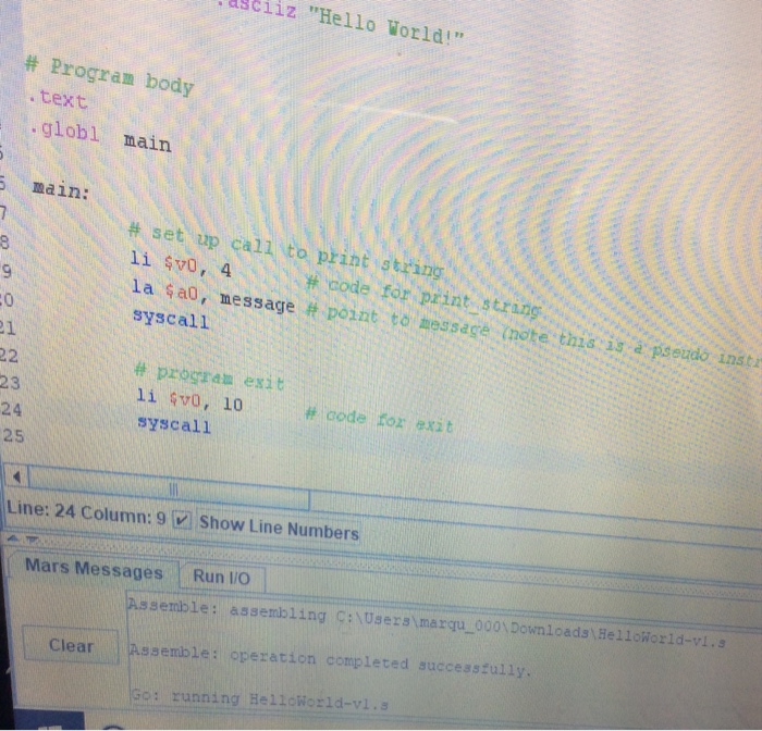 Solved Change the Hello World file (HelloWorld-v1.s) to | Chegg.com