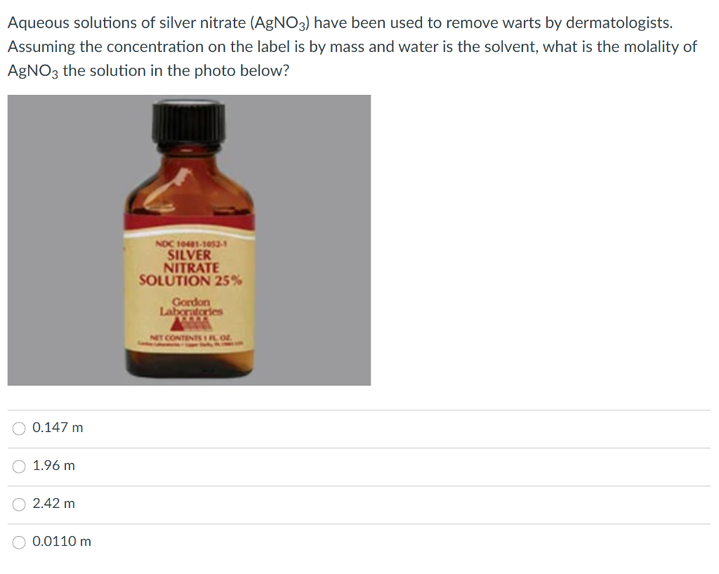 Solved Aqueous solutions of silver nitrate (AgNO3) have been | Chegg.com