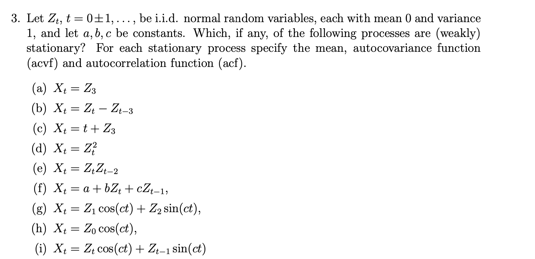 Solved Let Zt,t=0+-1,dots, be i.i.d. ﻿normal random | Chegg.com