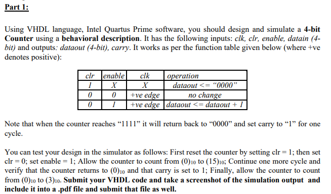 Part 1 Using Vhdl Language Intel Quartus Prime